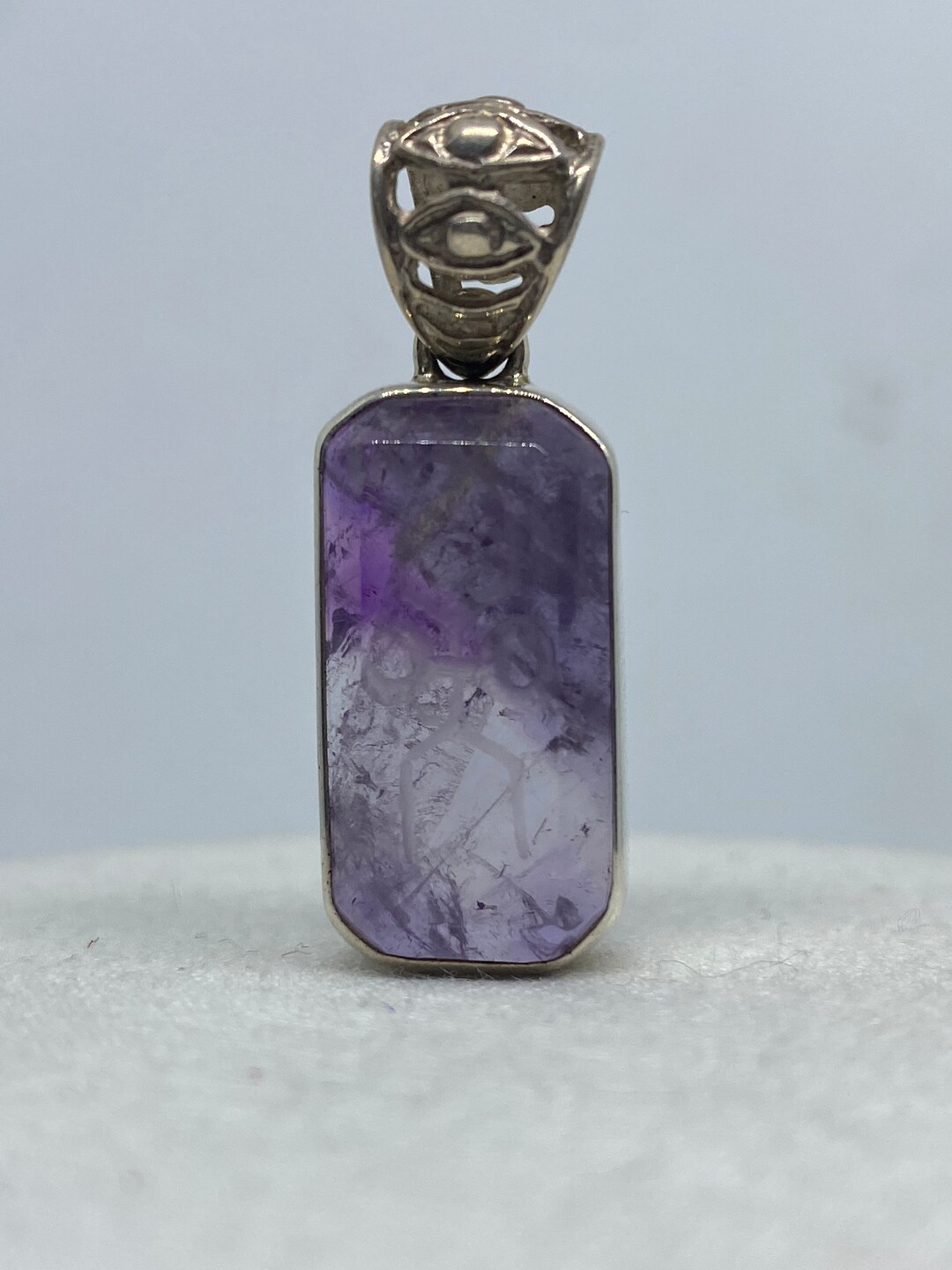 Amethyst Symbol Pendant (light Language ‘realise’) Set in Sterling ...