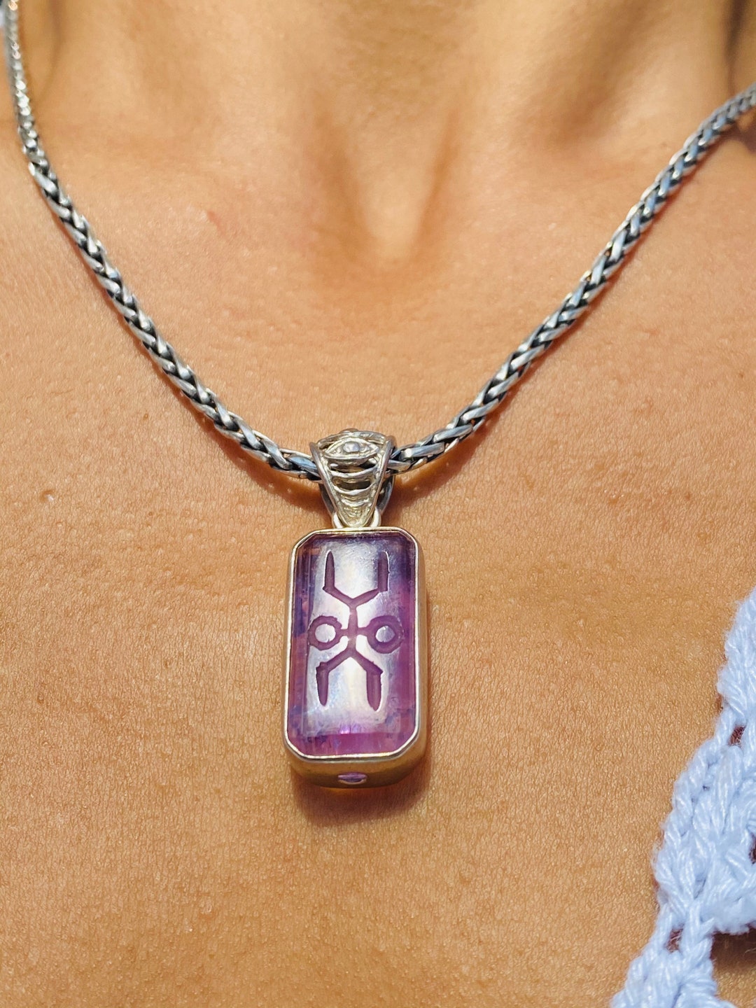 Amethyst Symbol Pendant (light Language for ‘realise’) Set in Sterling ...