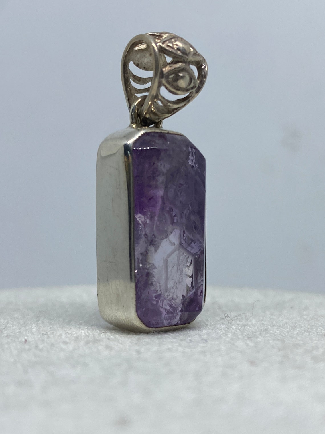 Amethyst Symbol Pendant light Language realise Set in Sterling Silver ...