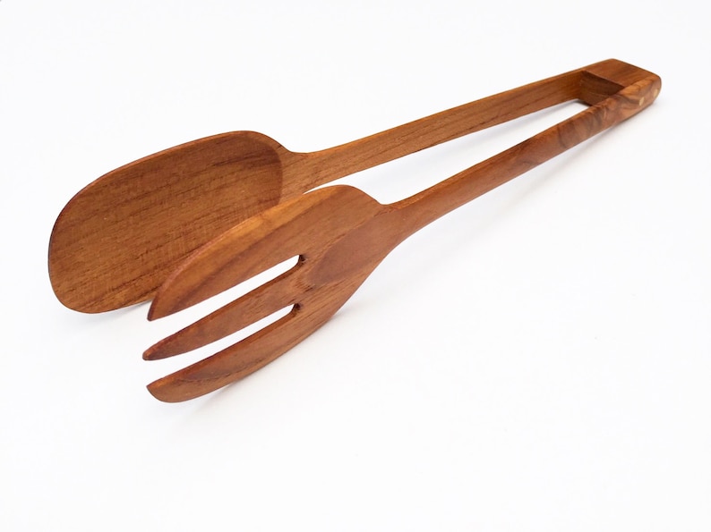 10 Inch Teak Wood Salad Tongs, 10 Wooden Salad Tongs, Wooden Toast ...