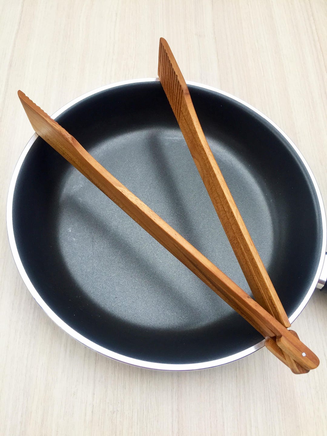 10.2" Foldable Teak Wood Tongs | Wooden Cooking Tongs | Wooden Grilling ...