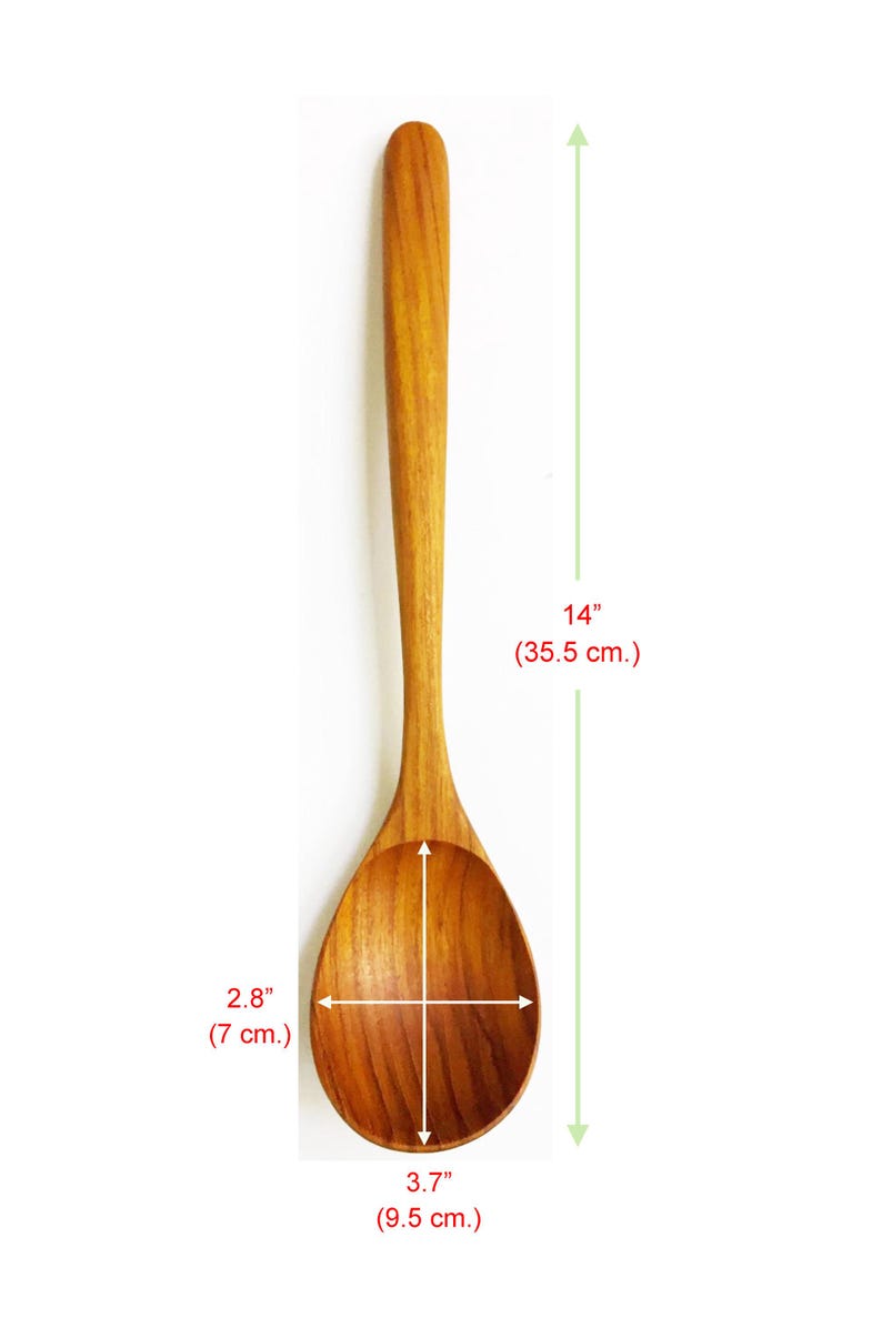 Large Wooden Ladle: 14" Golden Teak Serving Ladle, Hand Carved Long ...