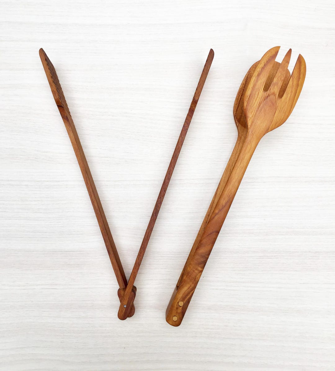 Set of 2 Types of Teak Tongs, 10 Teak Tongs Set, Foldable Teak Tongs ...