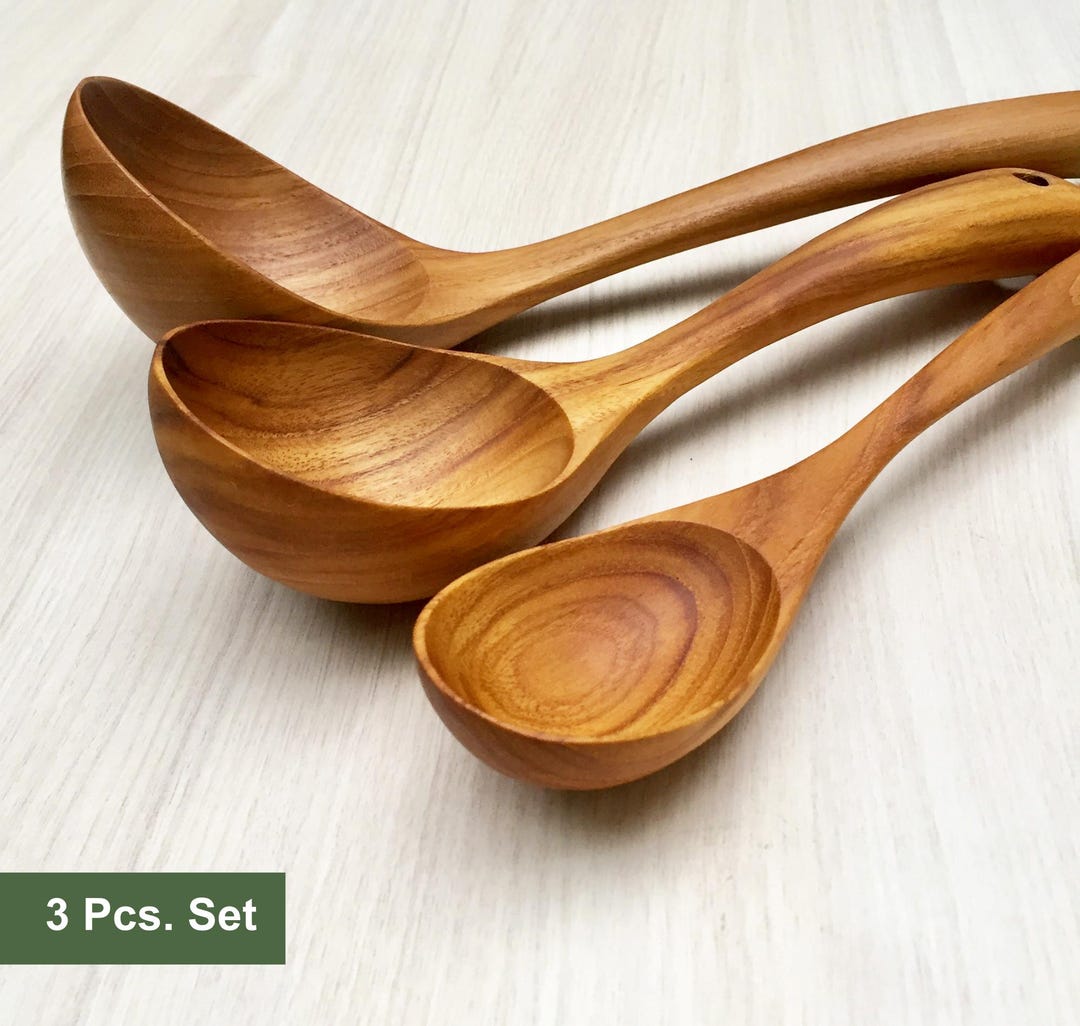 Set of 3 Teak Ladles (large & Small), Large Teak Ladle, Small Teak ...