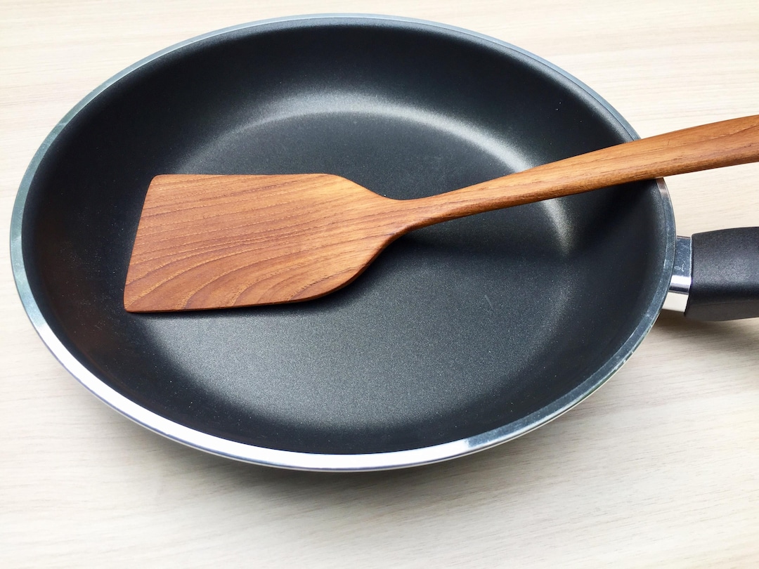 12 Inch Teak Wood Spatula | Golden Teak Spatula | Thin Wooden Spatula ...