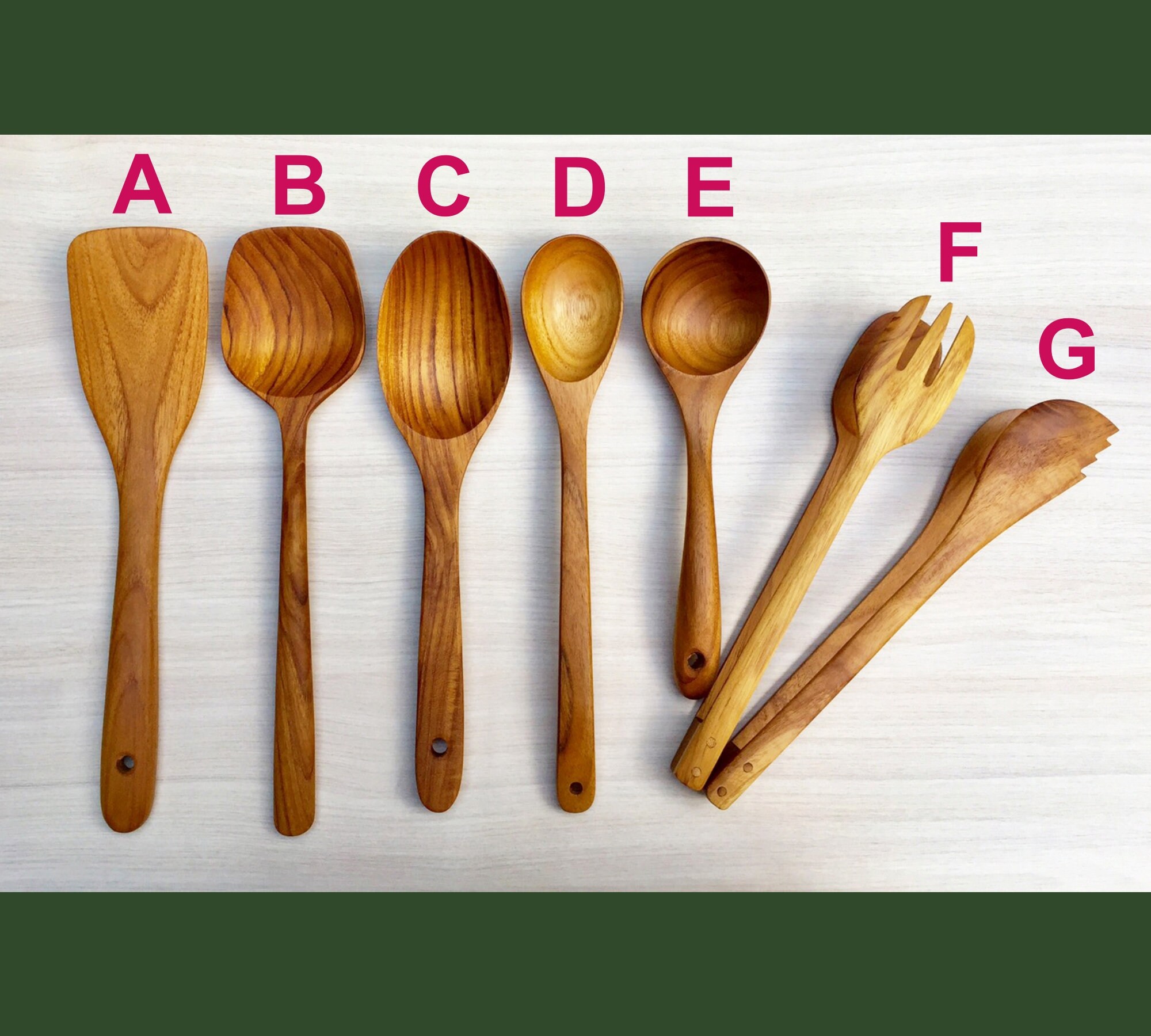 Teak Kitchen Utensils Your Custom Set of 3 Kitchen Utensils, Teak Wood ...