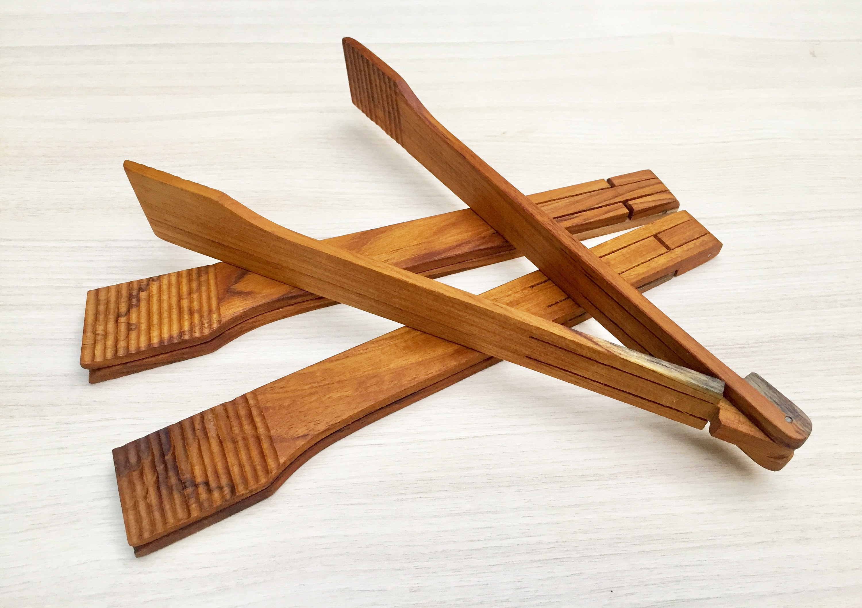 10 Inch Foldable Teak Tongs, Slim Teak Wood Tongs, Wooden Salad Tongs ...