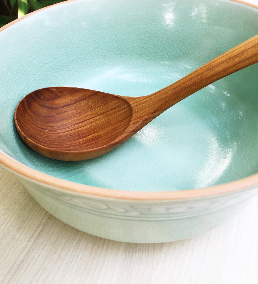 Extra Large Handmade Ladle (13 Inch): Golden Teak Serving Ladle (33.5 ...