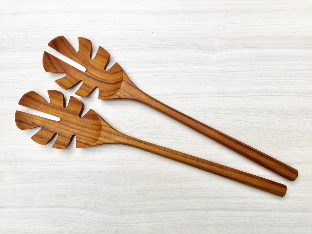 15" Teak Pasta Spoon, Teak Pasta Server, Wooden Spaghetti Spoon ...