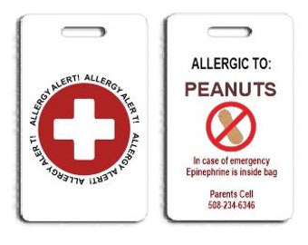 Allergy Alert Luggage Tag Personalized Bag/luggage Tag Kids Backpack ...