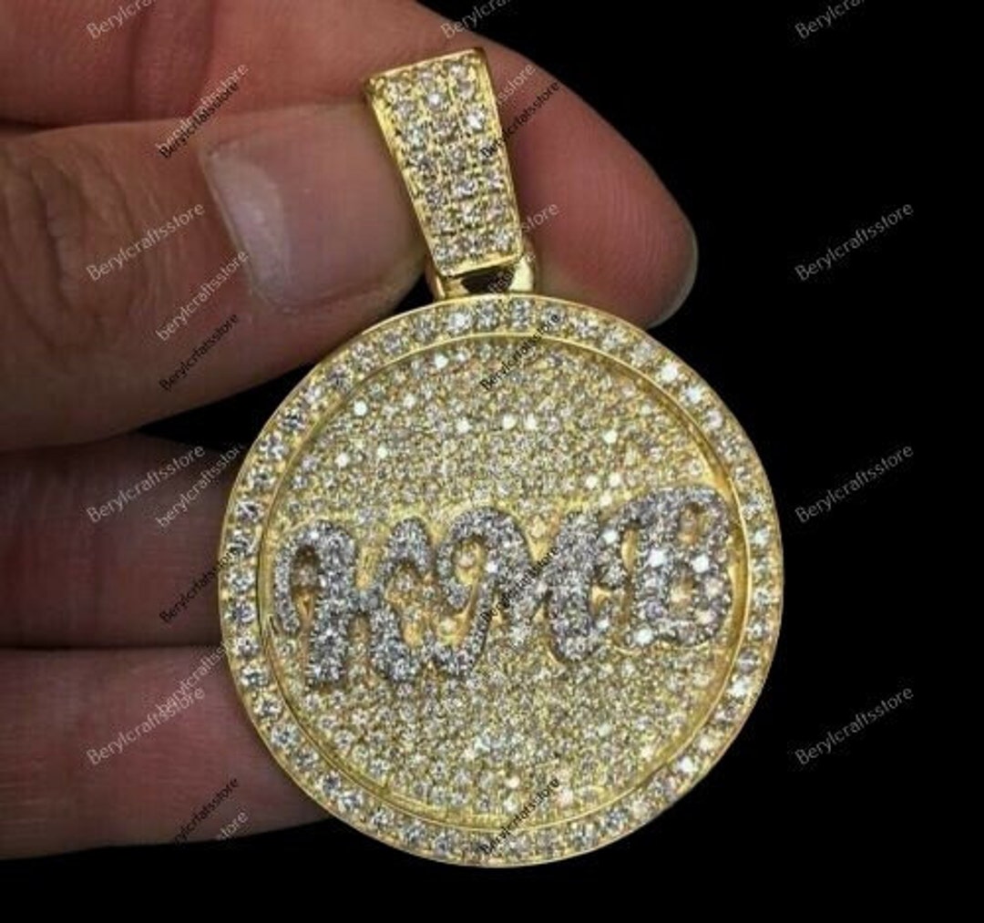 Custom Iced Out Letter Pendant 925 Sterling Silver / Round Cut ...
