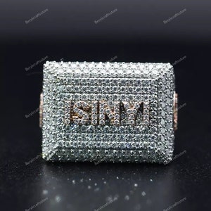 Iced Out Moissanite Ring, Hip Hop Rapper Men's Ring, 925 Sterling ...