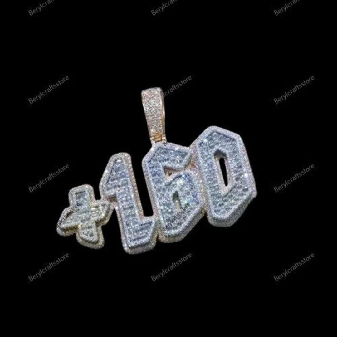 Iced Out Moissanite Number Pendant: Custom Sterling Silver Hip Hop ...
