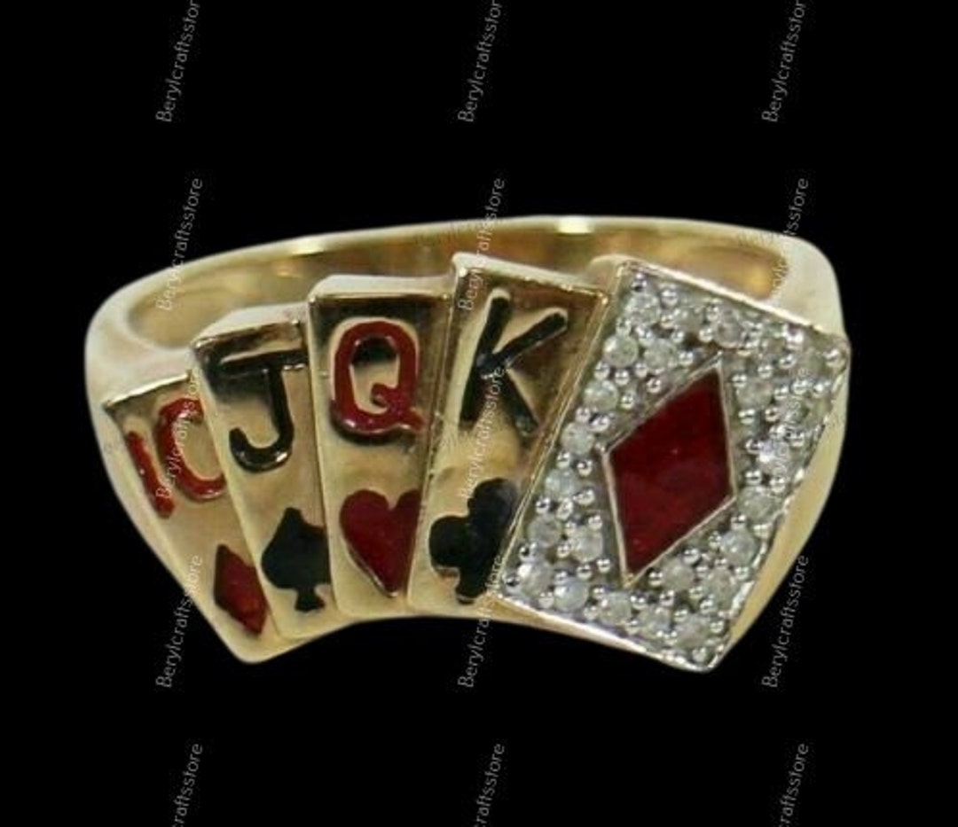 Playing Card Ring, Men Ring Royal Flash Spade Design Enamel Rig, Hip ...