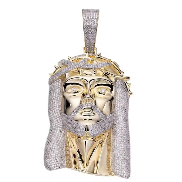 Iced Out Jesus Face Pendant - Etsy