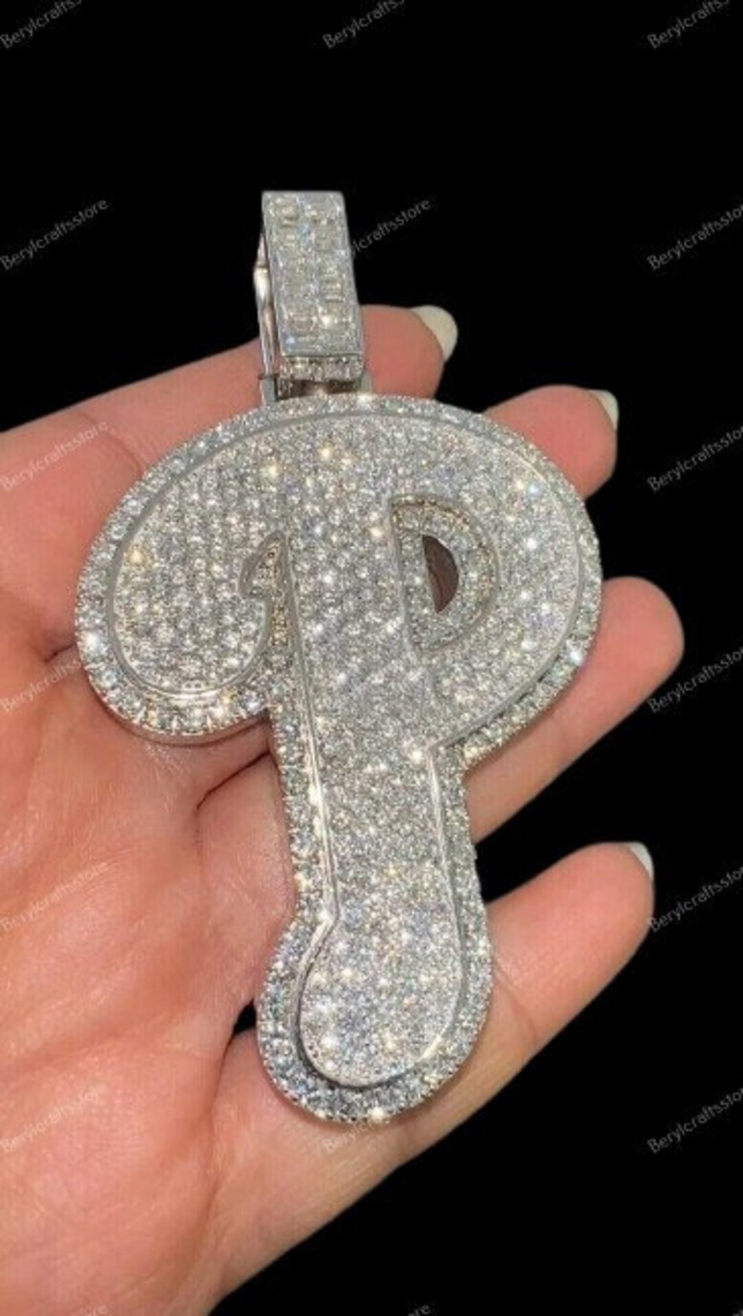 P Letter Iced Out Diamond Pendant, Real Moissanite Pendant, Custom ...