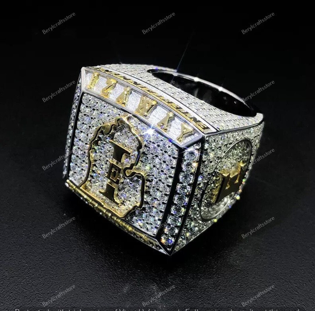 Two Tone Men's Ring, Custom Letter Ring, Rapper Moissanite Ring, Hip ...