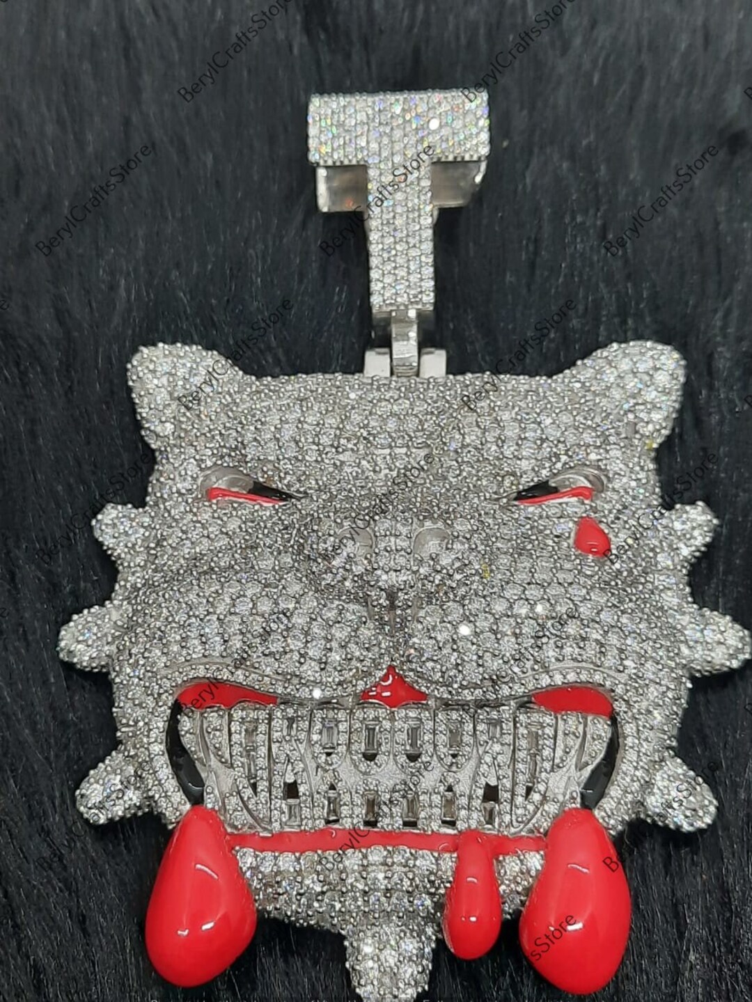 Iced Out Dog Face Pendant, Moissanite Pendant for Men, Hip Hop Animal ...