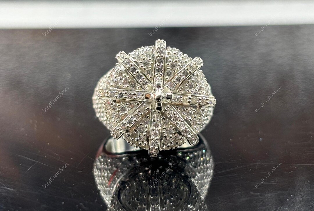Real Moissanite Ring, Rapper Diamond Ring, Crown Princess Ring, 925 ...