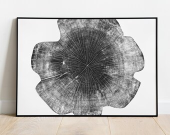 Wood Stump Print Black - Etsy