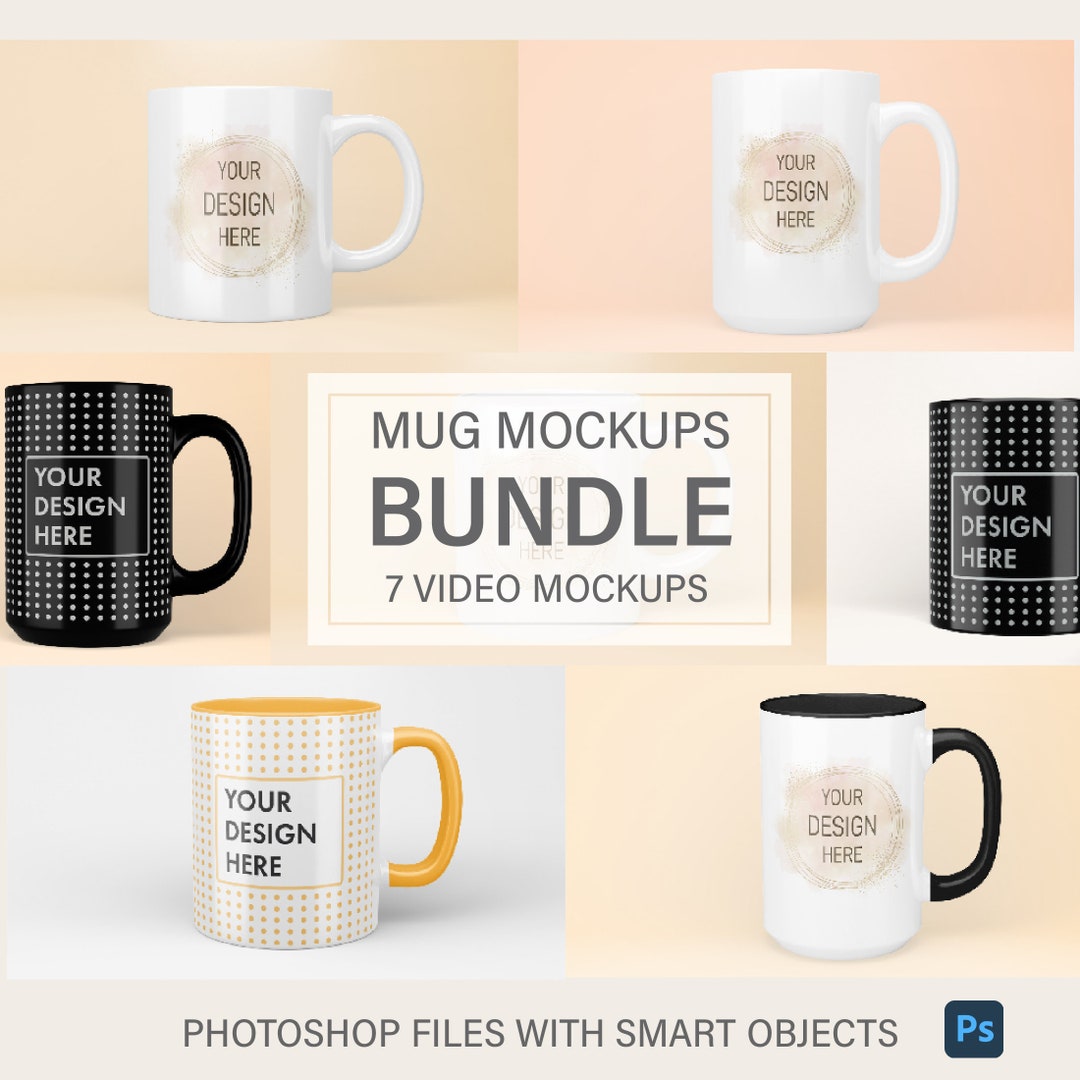 Mug Mockup Bundle, Animated Rotating Mugs, PSD for Photoshop - Etsy
