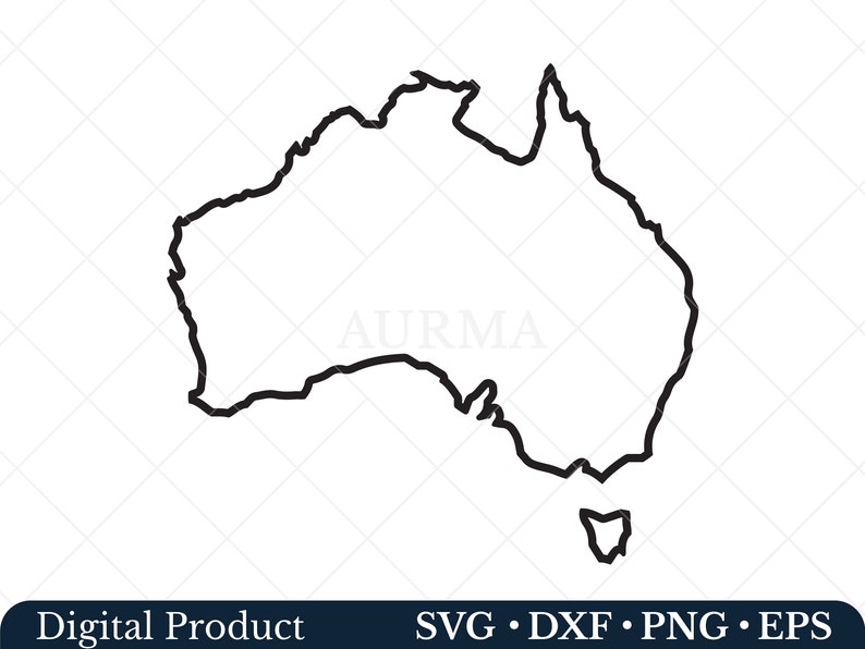 Australia SVG Outline Map SVG Cut File Svg Files for Cricut - Etsy
