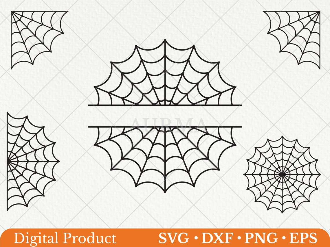Spinnennetz svg Spinnennetz Split Name Rahmen Ecke | Etsy