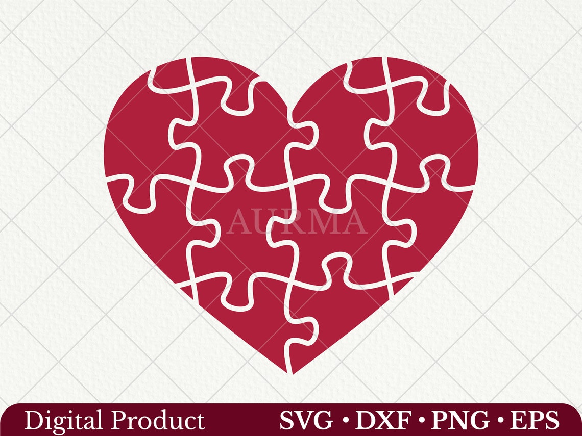 Puzzle svg Heart puzzle Puzzle heart svg heart clipart - Etsy France