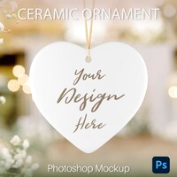 Ceramic Heart Mockup Blank White Heart Ceramic Valentines Ornament ...