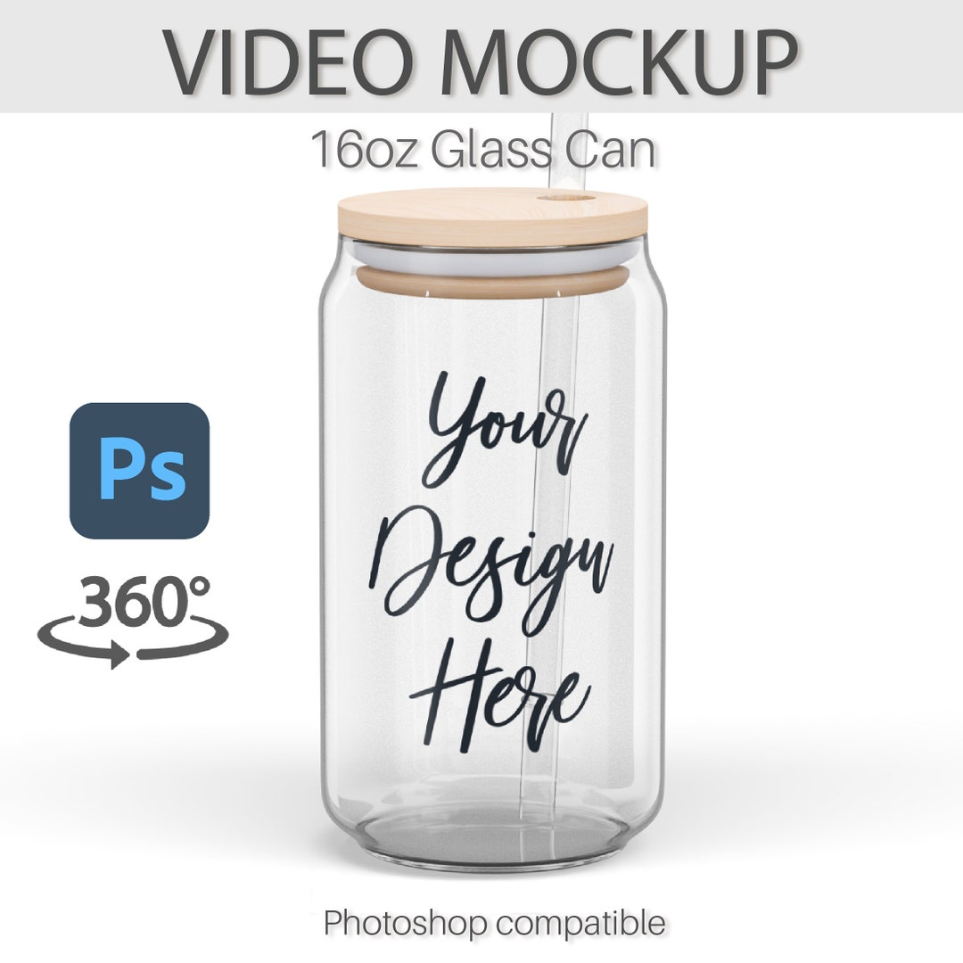 Glass Can Mockup With Replaceable Background Printify Sipper Glass ...