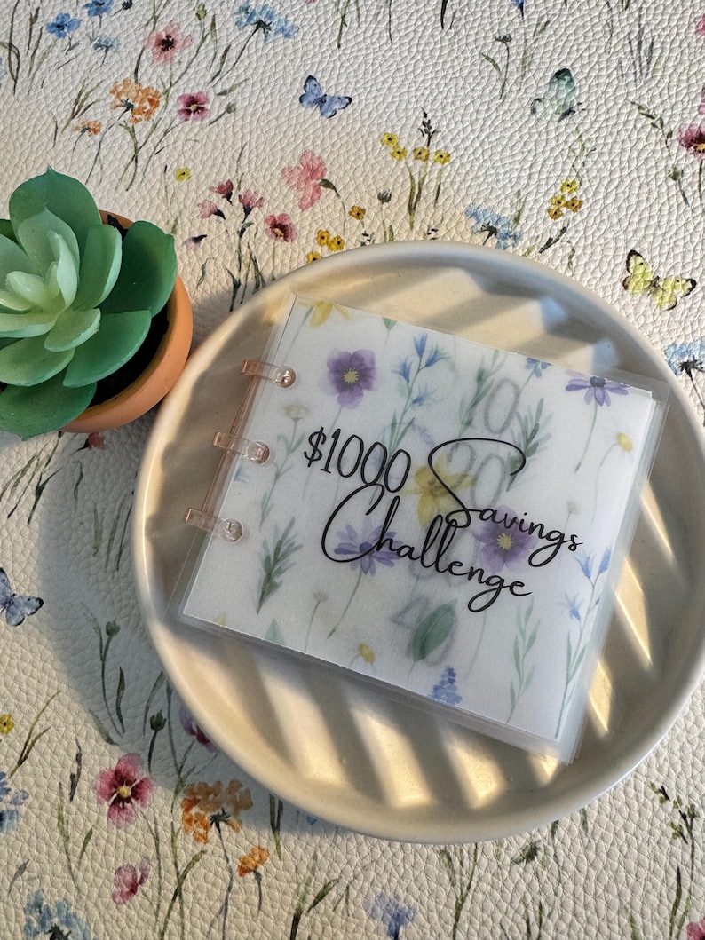Mini Vellum Savings Challenge Binder | Spring Floral - Etsy