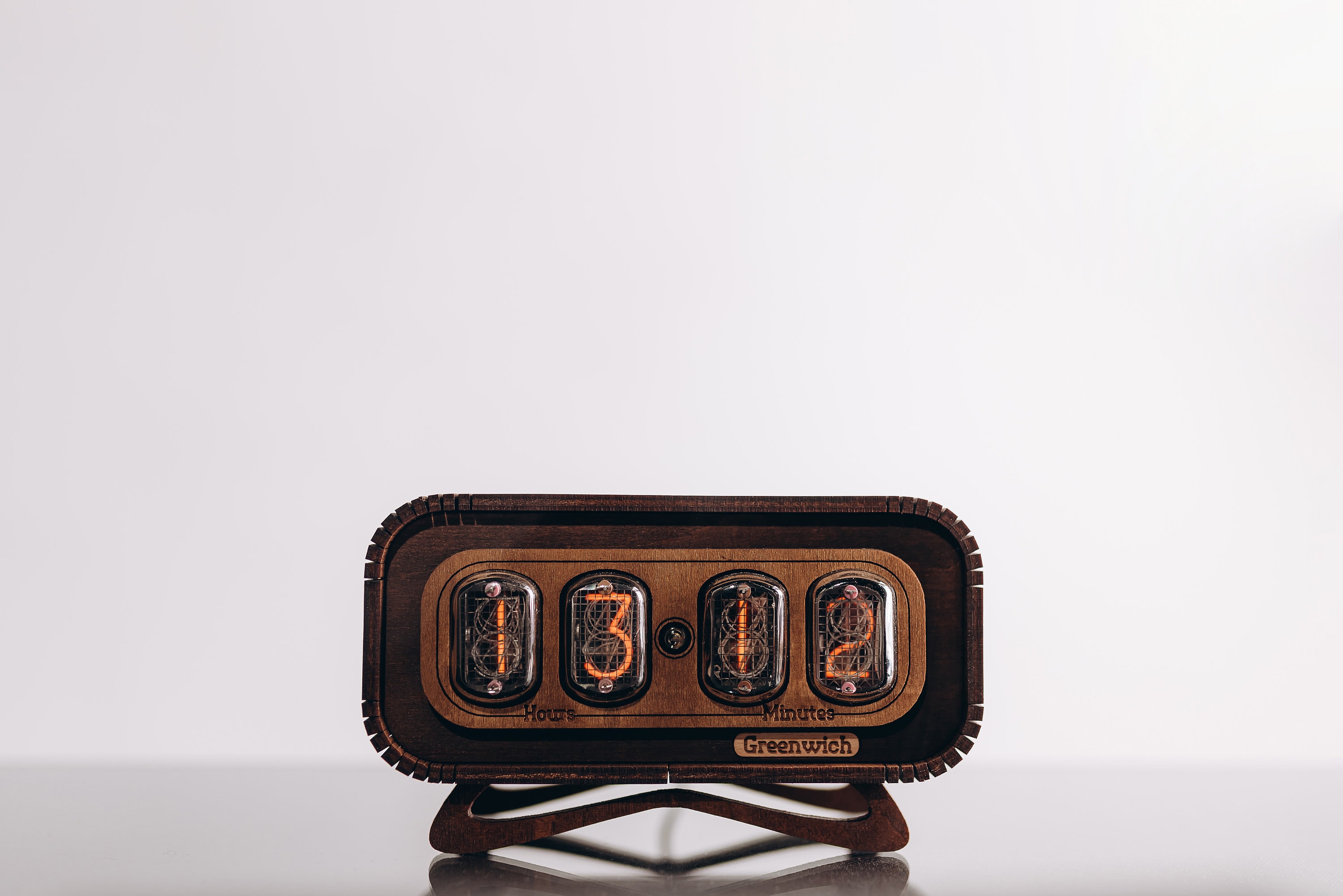 Vintage Alarm Clock, Nixie Tube Clock Walnut, Tube Light Clock, Neon ...