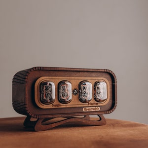Nixie Tube Clock IN-12, Vintage Wooden Desk Clock, Alarm Nixie Clock ...