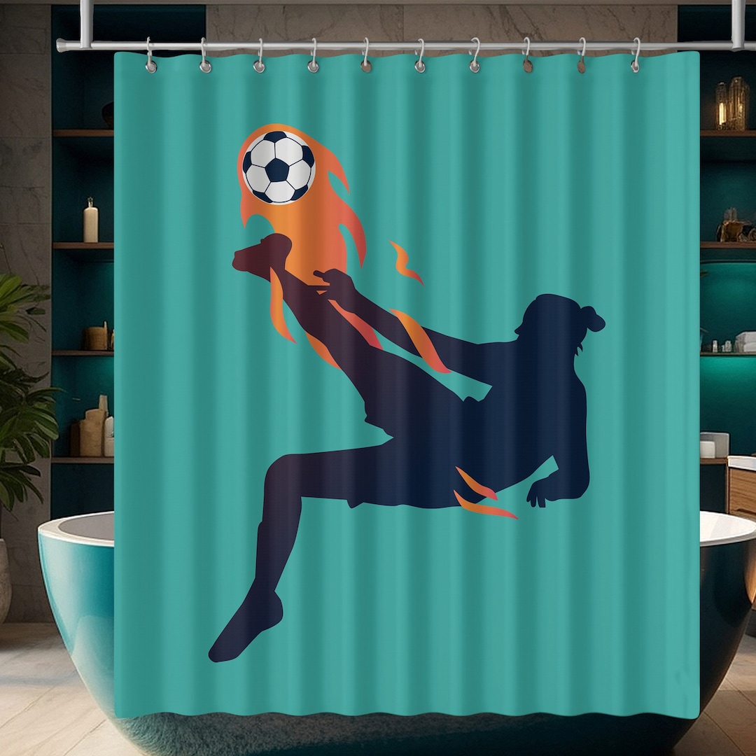Soccer Shower Curtain, Football Shower Curtain, Football Gift, Football ...