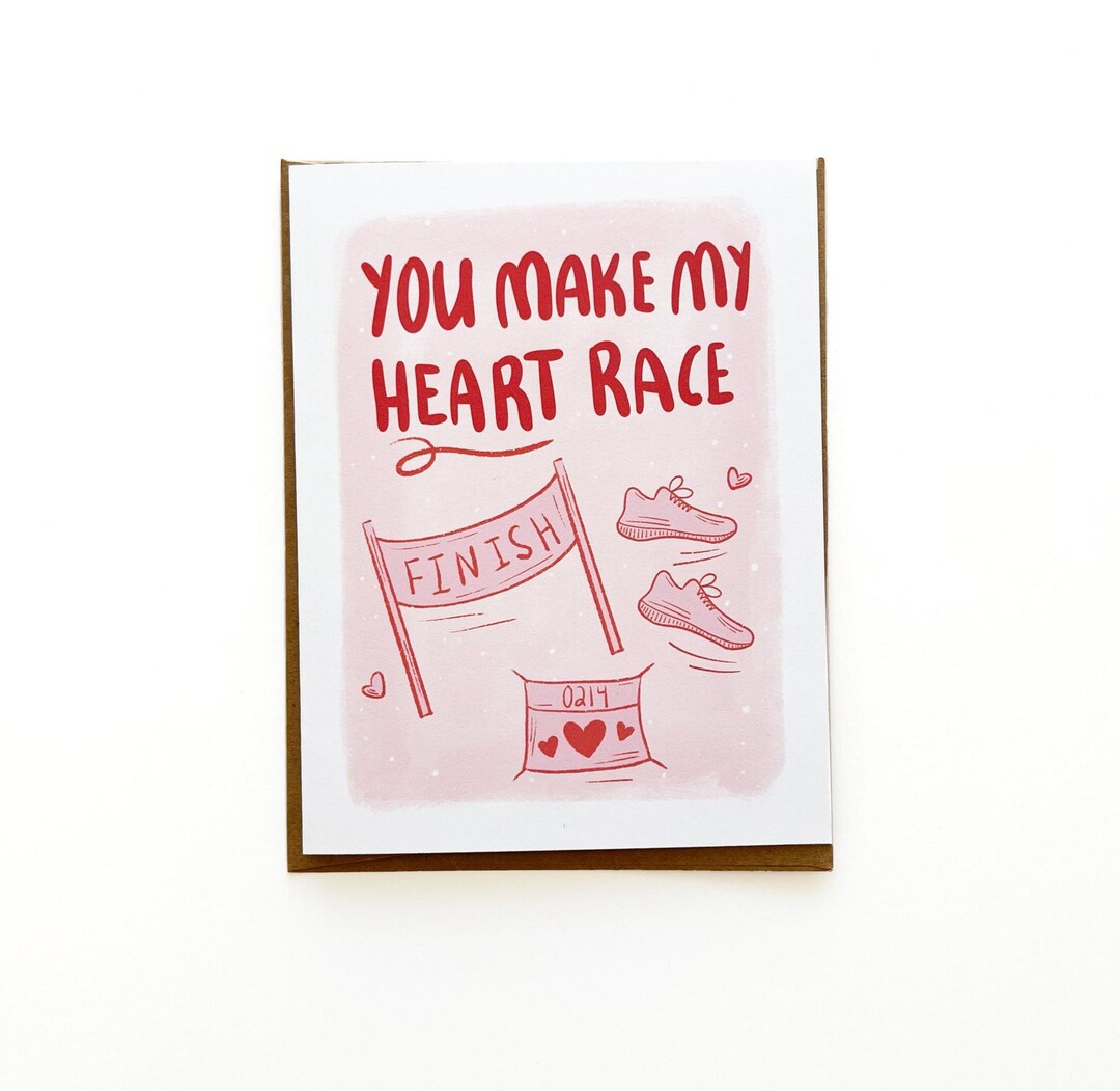 You Make My Heart Race Card, Runner Valentine, Runner Puns, Runner GF ...