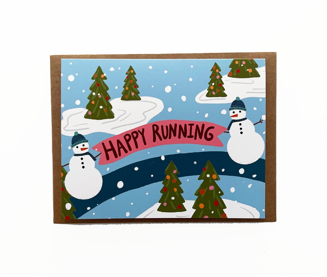 Happy Running Card, Runner Christmas Card, Christmas Runner, Run ...