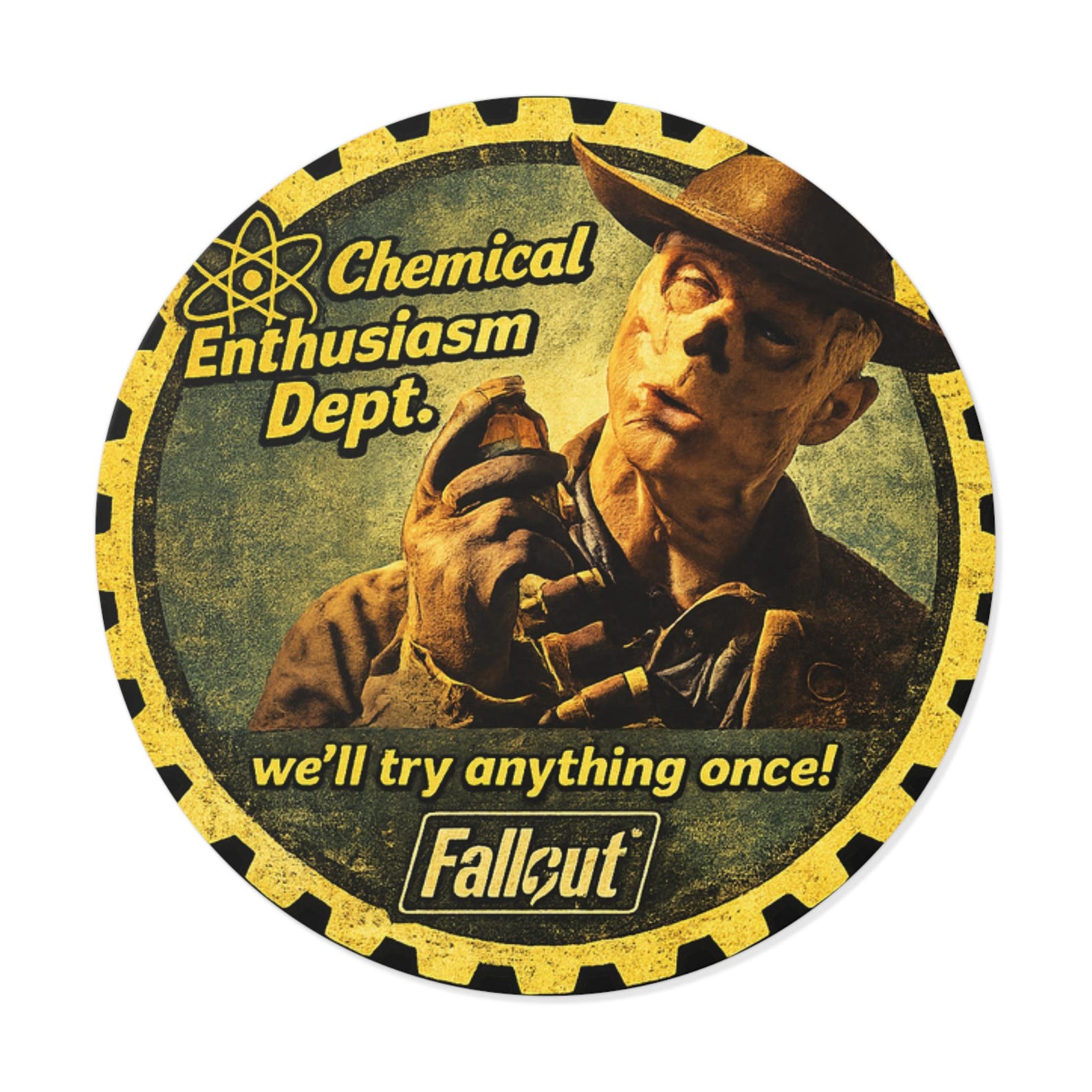 Chemical Enthusiasm Dept. Fallout Round Vinyl Sticker | Retro Vault-tec ...