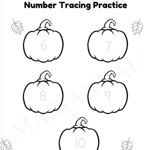 Fall Number Tracing Practice Worksheet - Etsy