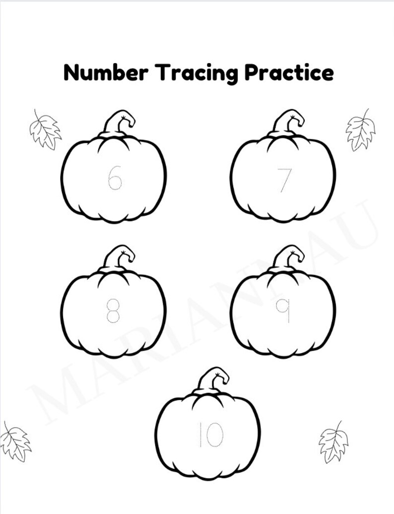 Fall Number Tracing Practice Worksheet - Etsy