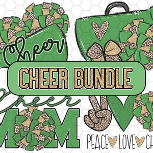 CHEER PNG BUNDLE Green Cheetah Gold Glitter Print Cheer - Etsy