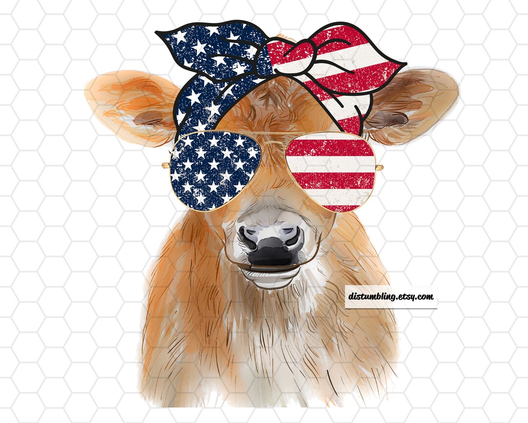 Cow Calf Heifer USA Fourth 4th of July USA Flag Waterslide Sublimation ...