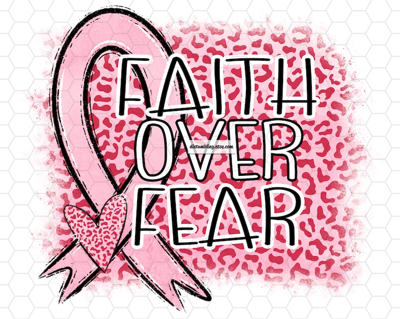 Breast Cancer Awareness Faith Over Fear Pink Ribbon Month - Etsy