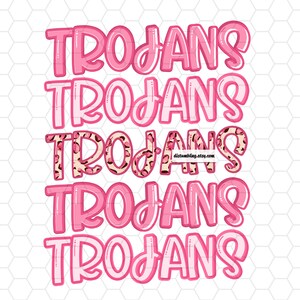 TROJANS Football Pink Breast Cancer Awareness Pink Ribbon Month October ...