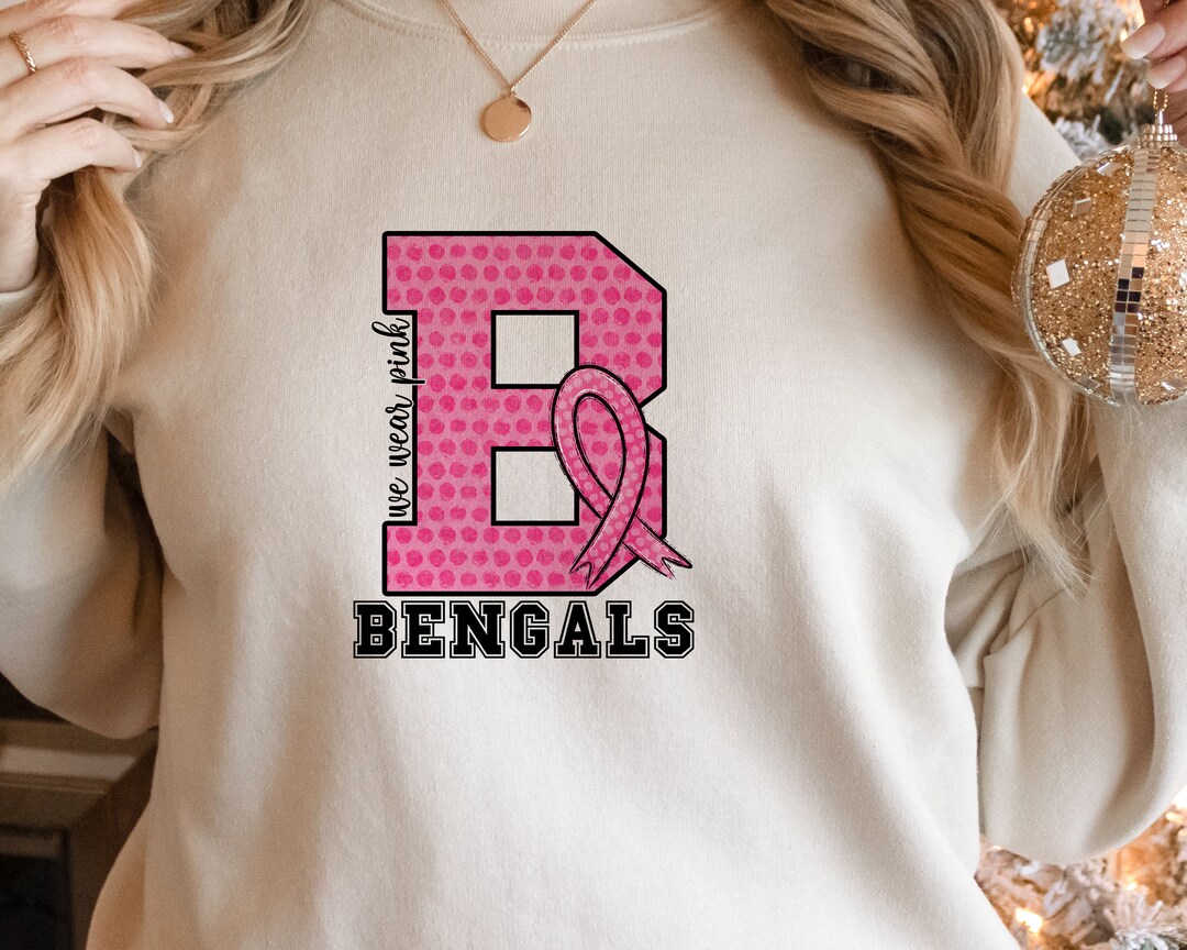 BENGALS Football We Wear Pink Breast Cancer Awareness Pink Out Ribbon ...