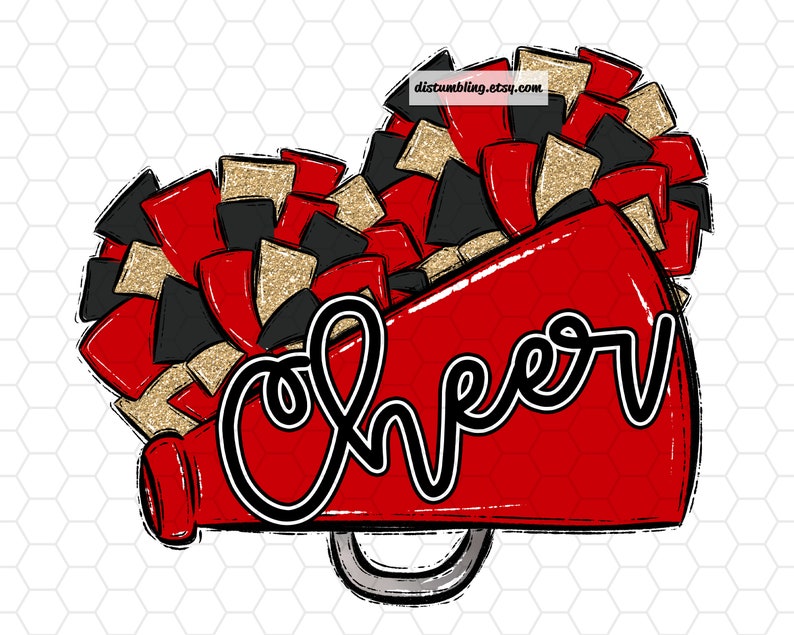 Cheer Red Black Gold Cheerleading Sublimation Sublimation - Etsy