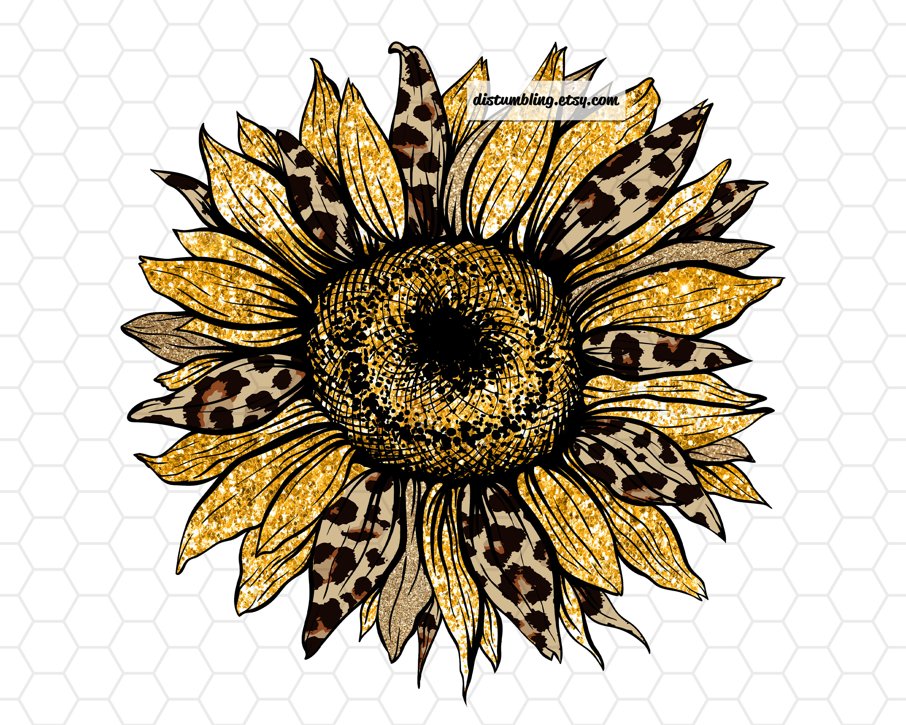 Gold Glitter Leopard Cheetah Print Print Sunflower Sublimation | Etsy