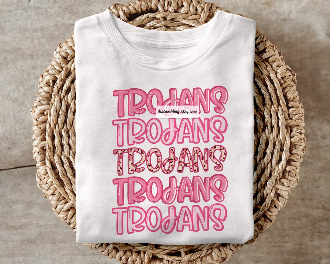 TROJANS Football Pink Breast Cancer Awareness Pink Ribbon Month October ...