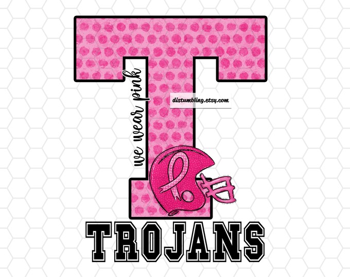 TROJANS Football We Wear Pink Breast Cancer Awareness Pink Ribbon Month ...