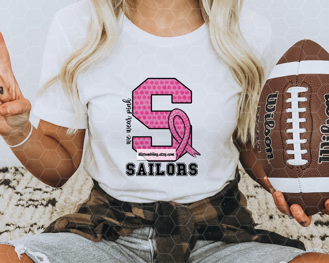 SAILORS Football We Wear Pink Breast Cancer Awareness Pink Out Ribbon ...