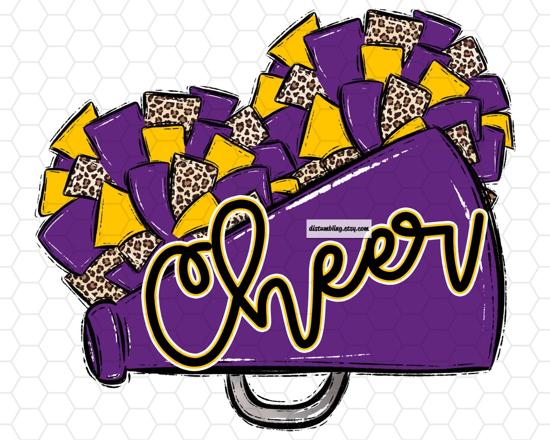 Cheer Purple Gold Cheetah Print Cheerleading Sublimation Sublimation ...
